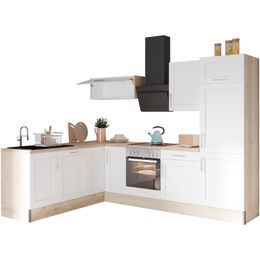 Optifit K&uuml;che &raquo;Ahus&laquo; 200 x 270 cm breit, wahlweise mit E-Ger&auml;ten, Soft Close Funktion wei&szlig; B/H/T: 270cm x 211,8cm x 60cm, ohne E-Ger&auml;te