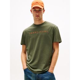 Tommy Jeans Herren T-Shirt &raquo;TJM REGULAR LINEAR LOGO EXT&laquo; Rundhals, Regular Fit gr&uuml;n S