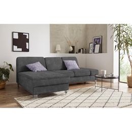 Sit & More sit&more Ecksofa &raquo;Clio L-Form&laquo; optional Schlaffunktion oder Vorziehsitz und Bettkasten, Federkern grau B/H/T: 246cm x 89cm x 165cm, Microfaser, 