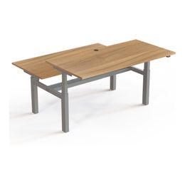 STIER Team-Schreibtisch 501-88 elektrisch h&ouml;henverstellbar 160 x 80 cm Nussbaum melaminbeschichtet 65-125 cm (907777)