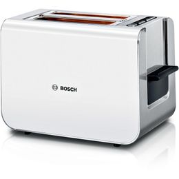 Bosch Toaster &raquo;Styline TAT8611N, integrierter Br&ouml;tchenaufsatz, Liftfunktion,&laquo; 860 W Auftaufunktion, Abschaltautomatik, Brotzentrierung, Edelstahl/wei&szlig;