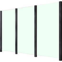 STAKET PRO Zaun Glaszaun, Gesamtl&auml;nge: 3,284 m, 4 Pfosten grau Aluminium, Glas Pfosten: 4 Stk.
