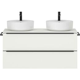 Nobilia Waschtisch-Set &raquo;Alvene&laquo; mit Doppelwaschplatz, vormontiert, mit Soft-Close, 1 Stk. tlg. wei&szlig; B/H/T: 120,3cmcm x 74,2cmcm x 48,5cmcm, Griffe 