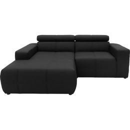 DOMO collection Ecksofa &raquo;BRANDON inkl. Kopfteilverstellung, 214x100x80 cm, L-Form&laquo; Mit Kopfteilverstellung, auch in Leder und Cord, L-Form schwarz 