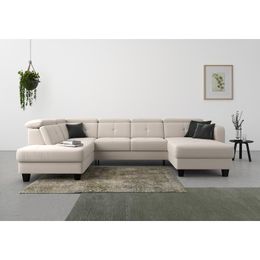 Sit & More sit&more Wohnlandschaft &raquo;Belluci U-Form&laquo; Kopfteilverstellung und Federkern, wahlweise mit Schlaffunktion grau B/H/T: 321cm x 85cm x 195cm, Luxus-