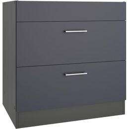 KOCHSTATION Kochfeldumbauschrank &raquo;KS-Milan&laquo; Kochfeldumbau 80 cm, matte oder hochgl&auml;nzende Fronten grau Holzwerkstoff grafitgrau, B/H/T: 80cm x 82cm x 
