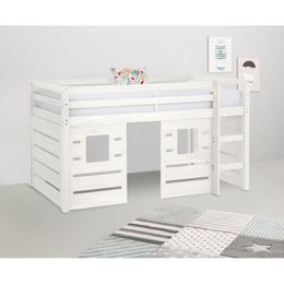 OTTO home Hochbett &raquo;Alpi&laquo; aus Kiefernholz, inklusive Leiter und Panel, Au&szlig;enma&szlig;enbreite 103 cm wei&szlig; Liegefl&auml;che B/L: 90cm x 200cm, kein H&auml;rtegrad, 