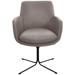K+w Komfort & Wohnen K+W Komfort & Wohnen Esszimmerstuhl &raquo;Pego Drehstuhl&laquo; () filigranem 4-Fu&szlig;-Gestell in schwarz grau B/H/T: 59cm x 84cm x 65cm, Leder CLOUD
