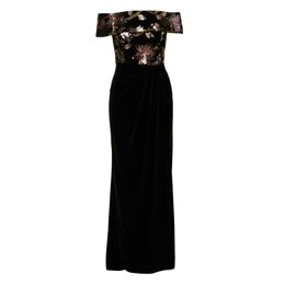 Adrianna Papell Langes Abendkleid Off Shoulder Gown in schwarz | Gr.: 40