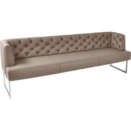 K+w Komfort & Wohnen K+W Komfort & Wohnen Polsterbank &raquo;Creso&laquo; im modernen Chesterfield-Look, F&uuml;&szlig;e in Edelstahl-Optik grau Bronco: Nappaleder pigmentiert, Dickleder, 1, 3/1