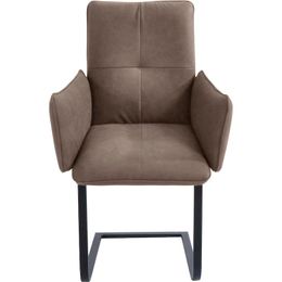 K+w Komfort & Wohnen K+W Komfort & Wohnen Freischwinger () Freischwinger, Gestell in Metall schwarz, Steppung im Sitz und R&uuml;cken braun B/H/T: 61cm x 95cm x 60cm, 