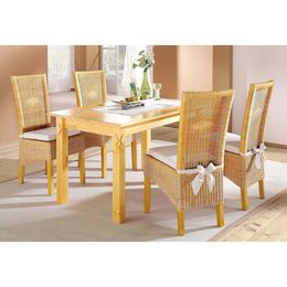 Home Affaire Stuhl &raquo;Stuhlparade&laquo; (Set) 2 Stk.2 St&uuml;ck inkl. Sitzkissen, in Handarbeit gefertigt beige Geflecht Rattan B/H/T: 46cm x 102,5cm x 56,5cm, 2