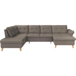 Sit & More sit&more Wohnlandschaft &raquo;G&ouml;teborg&laquo; inkl. Sitztiefenverstellung, wahlweise mit Bettfunktion & Bettkasten grau B/H/T: 327cm x 90cm x 226cm, NaturLEDER ,