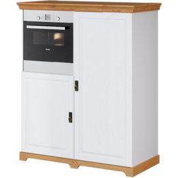 OTTO home Backofen/K&uuml;hlumbauschrank &raquo;R&uuml;gen&laquo; Breite 127 cm, Kiefer massiv, Nische f&uuml;r K&uuml;hlschrank wei&szlig; Massivholz B/H/T: 127cm x 153,5cm x 60cm, T&uuml;ren: