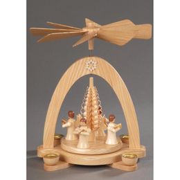Albin Preissler Weihnachtspyramide &raquo;4 Engel mit Spanbaum, Handwerkskunst aus dem Erzgebirge&laquo; Weihnachtsdeko aus Holz beige Holz teilmassiv 20cm