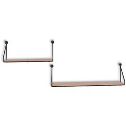 Mirrors and More Ablageregal &raquo;DANA&laquo; Set, 2 Stk. tlg. Wandregalset schwarz MDF, Metall B/H/T: 45cm x 13cm x 10cm, 1 Stk. offene F&auml;cher