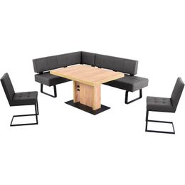 K+w Komfort & Wohnen K+W Komfort & Wohnen Essgruppe &raquo;Spider II&laquo; 4 Stk. tlg. langer Schenkel wahweise in 2 Breiten, 2 Freischwinger, 1 Tisch braun B/H/T: 88cm x 50cm, Leder