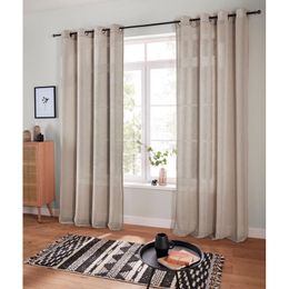 OTTO home Gardine &raquo;Fiete&laquo; &Ouml;sen 1 Stk. tlg. Leinen Optik, monochrom, basic, pflegeleicht, verschiedene Gr&ouml;&szlig;en beige Polyester 245cm, &Ouml;sen, 140cm