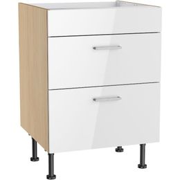 KOCHSTATION Kochfeldumbauschrank &raquo;KS-Lucy&laquo; Breite 60 cm, mit 2 Ausz&uuml;gen, Soft-Close, h&ouml;henverstellbare F&uuml;&szlig;e Eiche hell, B/H/T: 60cm x 87cm x 58,1cm, 