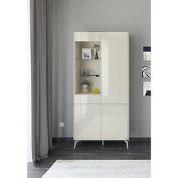 set one by Musterring Standvitrine &raquo;Reno&laquo; 1 Stk. tlg. Mit Winkelfu&szlig; in diversen Farben, 200 cm H&ouml;he & Farbauswahl beige Glas, Holzwerkstoff 