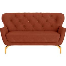 Sit & More sit&more 2-Sitzer &raquo;Orient 3&laquo; inkl. 2 Zierkissen mit Strass-Stein, goldfarbene Metallf&uuml;&szlig;e rosa 100% Polyester B/H/T: 153cm x 89cm x 88cm, Struktur