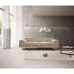 Egoitaliano 2,5-Sitzer &raquo;Malika, Designsofa mit hohem Sitzkomfort, edel und bequem&laquo; inkl. Kopfteilverstellung und chromfarbenen Metallf&uuml;&szlig;en grau Luxus-Micofaser 