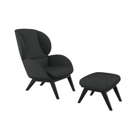 FLEXLUX Ohrensessel &raquo;Adria Designsessel, Loungesessel,&laquo; Stil & Komfort, organische Form, Fu&szlig; Holz schwarz grau 100% Polyester Chenille, B/H/T: 78cm x 