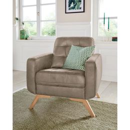 exxpo - sofa fashion Sessel &raquo;Fiord, Loungesessel&laquo; aktuelles Design, tolle Detailverarbeitung im Sitz und R&uuml;cken braun Webvelours (100% Polyester);