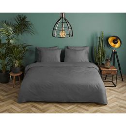 HIP Bettw&auml;sche &raquo; Uni&laquo; 2 Stk. 100% Baumwolle, Mako-Satin, 135x200, Unifarben Wei&szlig;, Rei&szlig;verschluss grau Satin, Obermaterial: 100% Baumwolle B/L: 135cm x