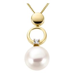 Firetti Damen Kettenanh&auml;nger &raquo;Schmuck Geschenk Gold 333 Halsschmuck Anh&auml;nger Kreis rund&laquo; mit Brillantenmit S&uuml;&szlig;wasserzuchtperle 0,03 P2 = erkennbare 