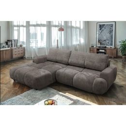 exxpo - sofa fashion Ecksofa inkl. Bettfunktion und Bettkasten,toller Sitzkomfort, Steppung im Sitz B/H/T: 280cm x 87cm x 187cm, Flachgewebe, 