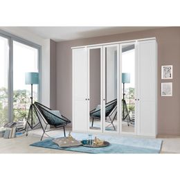 wimex Kleiderschrank &raquo;New York mit Spiegelt&uuml;ren&laquo; in 5 Breiten und 2 H&ouml;hen wei&szlig; B/H/T: 225cm x 236cm x 58cm