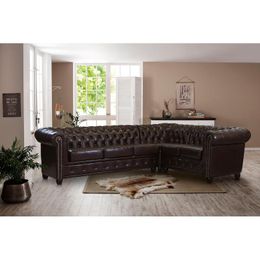 Home Affaire Chesterfield-Sofa &raquo;Rysum L-Form&laquo; Chesterfield-Optik, langer Schenkel links oder rechts braun Luxus-Microfaser Lederoptik (100% Polyester)