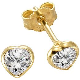 Firetti Damen Paar Ohrstecker &raquo;Schmuck Geschenk Gold 333 Ohrschmuck Ohrringe Herz&laquo; mit Zirkonia (synth.) gold 5mm, Gelbgold 333