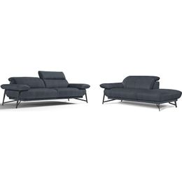 Egoitaliano Sofa &raquo;Anais, Design mit hohem Sitzkomfort, Fu&szlig;farbe schattengrau&laquo; Set, Kopfteil verstellbar, Luxus-Microfaser, dunkelgrau grau Luxus-Microfaser, 