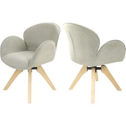 Tom Tailor HOME Armlehnstuhl &raquo;WINGS ARMCHAIR&laquo; (Set) 2 Stk.mit Armlehnen, drehbar, R&uuml;ckholfunktion, Massivholzgestell beige Massivholz, Stoff B/H/T: 