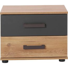 wimex Nachtschrank &raquo;Malmoe, Nachttisch 52x38x40cm, 2 Schubladen&laquo; einzeln oder im praktischen 2er Set, rusikaler look, Industrial Design grau Kunststoff B/H/