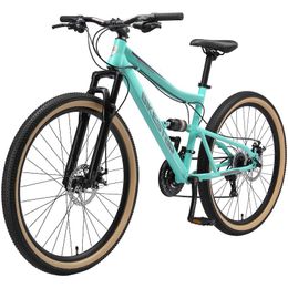 Bikestar Mountainbike 21 Gang Shimano RD-TY300 Schaltwerk Kettenschaltung f&uuml;r Damen und Herren, Kettenschaltung gr&uuml;n 43cm, 27,5 Zoll (69,85cm) Mountainbike