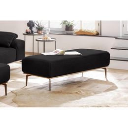 W.Schillig Polsterhocker &raquo;run&laquo; mit Holzsockel, F&uuml;&szlig;e in Bronze pulverbeschichtet, Breite 150 cm schwarz Flachgewebe W82 Q2 (74% Polyacryl, 26% 