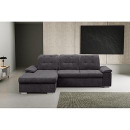 WERK2 Ecksofa &raquo;Carmen, 264 x 170 cm, mit Bettfunktion & Bettkasten, L-Form&laquo; inkl. Kopfteilverstellung, optional Sitztiefenverstellung grau 92% 