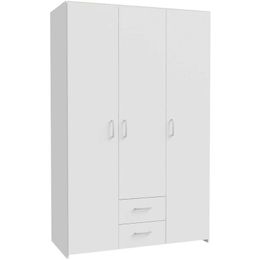 FORTE Kleiderschrank &raquo;Econobox&laquo; Dreht&uuml;renschrank, zeitloses Design mit alufarbigen Griffen. wei&szlig; Holzwerkstoff weiss, B/H/T: 119,4cm x 190,5cm x 