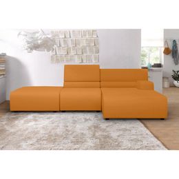 Egoitaliano Ecksofa &raquo;Babouche, Designsofa mit au&szlig;ergew&ouml;hnlichem Sitzkomfort zum Wohlf&uuml;hlen&laquo; gelb Leder NUVOLE (Echtes Rindsleder). Halbnat&uuml;rliches, halbnarbiges 