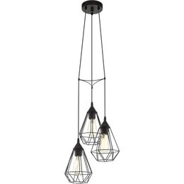 Eglo H&auml;ngeleuchte &raquo;TARBES&laquo; E27 1 Stk. Vintage, H&auml;ngelampe Esszimmer, Retro, Industrial Design, E27, &Oslash; 31 cm schwarz 3, &Oslash; 17,3cm H: 130cm, 1 Stk.