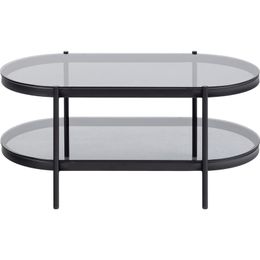 ACTONA GROUP Couchtisch 1 Stk. tlg. tischplatte aus geh&auml;rtetem Rauchglas.Oval, 1 Ablage, B: 95 cm grau B/H/T: 95cm x 42cm x 50cm