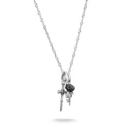 Thomas Sabo Herren Thomas Sabo Kette mit Anh&auml;nger &raquo;True Romance Halskette Schwert-Optik und Rose&laquo; mit Zirkonia (synth.) 45, Silber 925 (recycelt), B: 