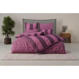 OTTO home Bettw&auml;sche &raquo;Sari in verschiedenen Qualit&auml;ten&laquo; 2 Stk. ab Gr. 135x200 cm, Wendedesign, moderne Bettw&auml;sche mit Streifen lila Linon, 