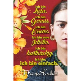 LuckyLinde Wanddekoobjekt &raquo;Frida Kahlo - Ich bin Liebe&laquo; Stahlschild rot Blech B/H/T: 20cm x 30cm x 0,3cm, Blumen Foto Spruch