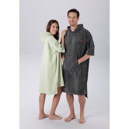 Kangaroos Badeponcho &raquo;Summer, ideal f&uuml;r Sauna, Spa & im Urlaub, Damen & Herren&laquo; 1 Stk. Surfponcho, mit Bauchtasche, 100% Baumwolle, Frottee grau 