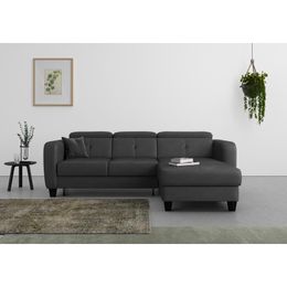 Sit & More sit&more Ecksofa &raquo;Belluci L-Form&laquo; inklusive Federkern, wahlweise mit Schlaffunktion und Bettkasten grau B/H/T: 247cm x 85cm x 170cm, Luxus-Microfaser 