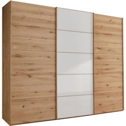 Wiemann Schwebet&uuml;renschrank &raquo;Cardiff&laquo; mit massiven Holzt&uuml;ren und Glas braun Floatglas, Holzwerkstoff B/H/T: 295,2cm x 217cm x 67cm, T&uuml;ren: 3 Stk. 